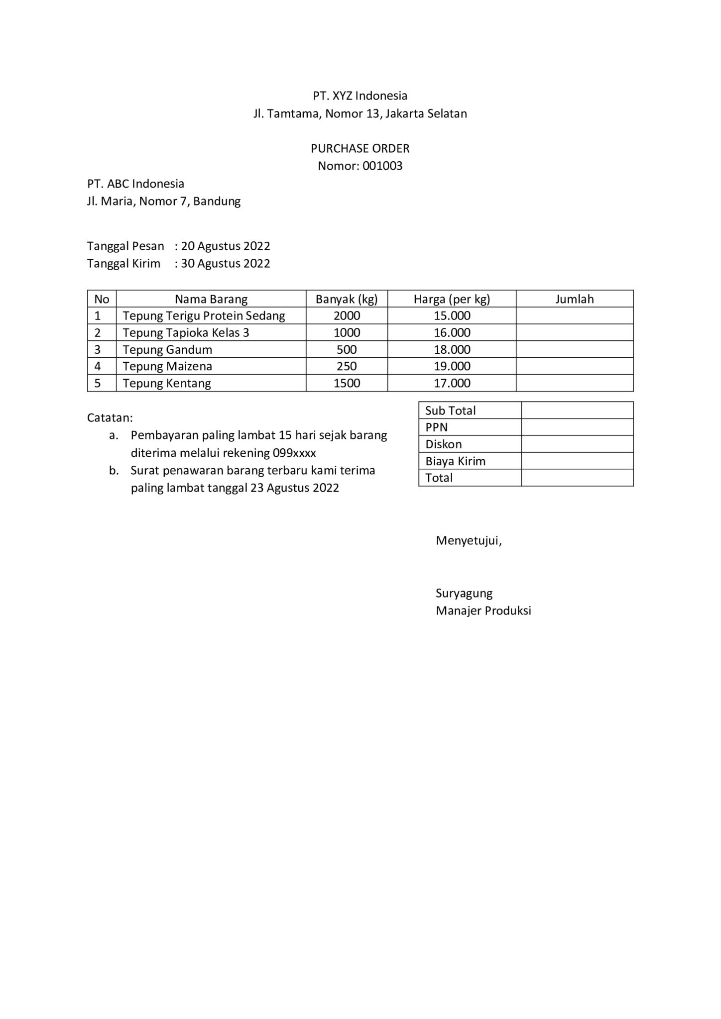 5 Fungsi dan Contoh Membuat Purchase Order dalam Perusahaan
